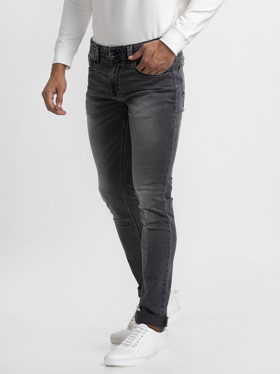 Spykar Grey Cotton Slim Fit Narrow Length Jeans For Men (Skinny ...